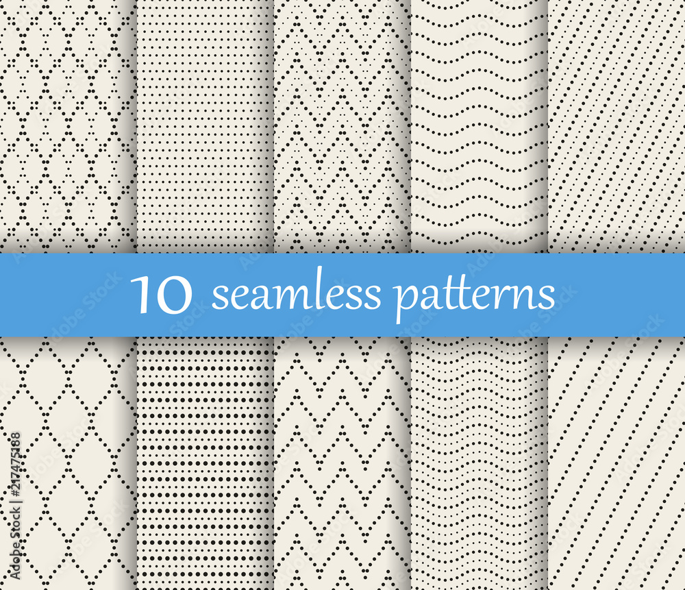 Set of ten vector dotted patterns. Patterns added to the swatches panel ...