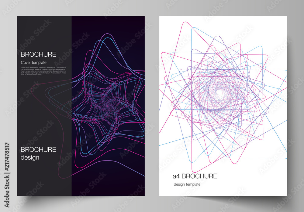 Vector layout of A4 format cover mockups design templates for brochure ...