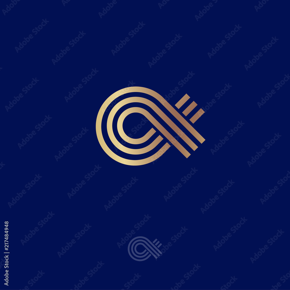 Alpha Logo. Alpha emblem. Greek letter Alpha, consist of gold lines ...