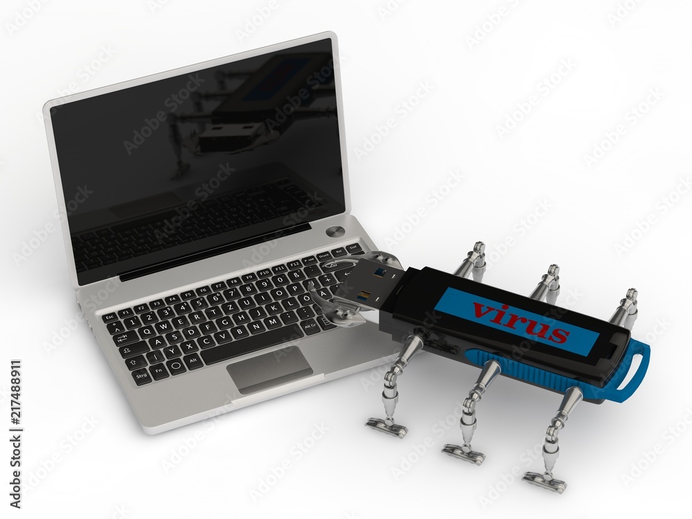 picture of laptop and computer virus, cockroach of the stick, symbol ...