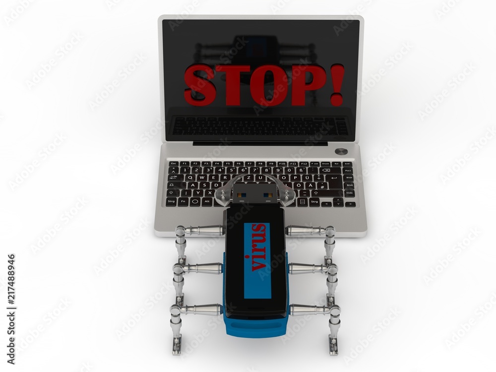 image of a notebook with the text stop in the monitor, and a computer ...