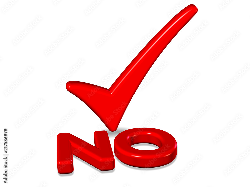 3D Render Tick icon NO - check mark symbol Stock Illustration | Adobe Stock