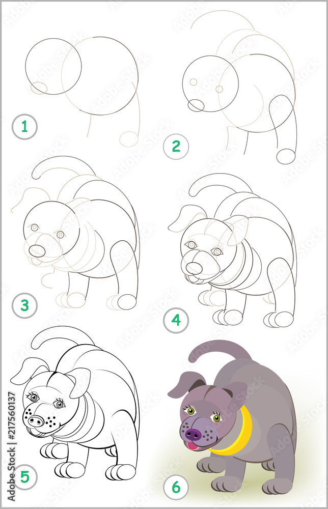 Page shows how to learn step by step to draw a cute little puppy ...