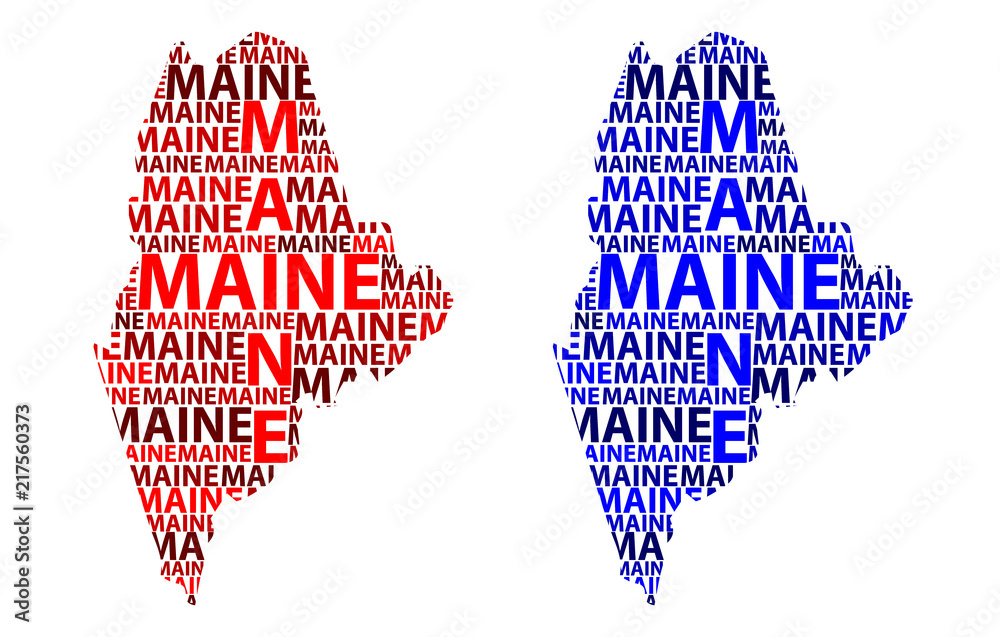 Sketch Maine (United States of America) letter text map, Maine map - in ...