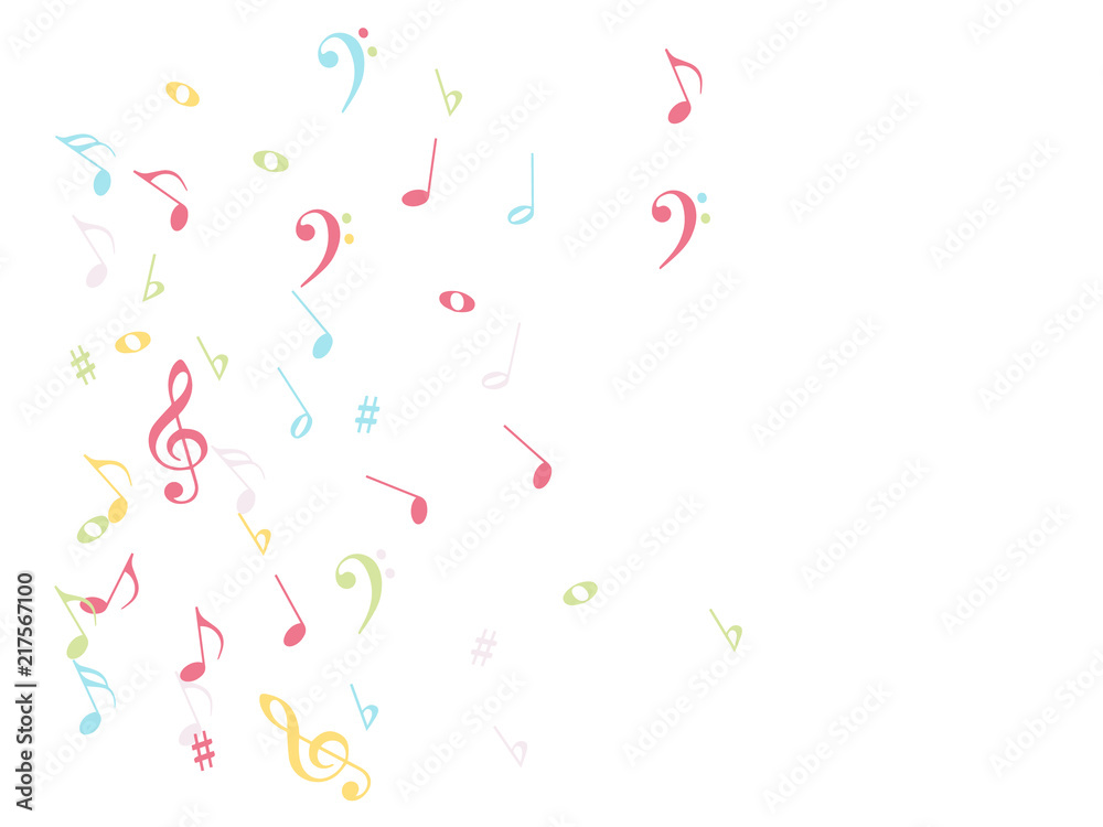Music Notes Confetti Falling Chaos Vector. Music Symbols Texture Poster ...