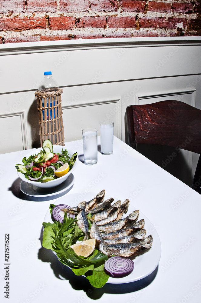 Turkish tavern with Turkish alcohol drink Raki aka Turkish Uzo and ...