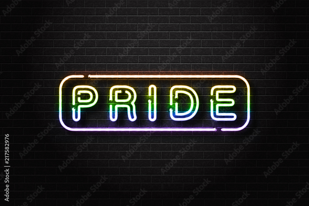 Vector realistic isolated neon sign of Pride logo for decoration and ...