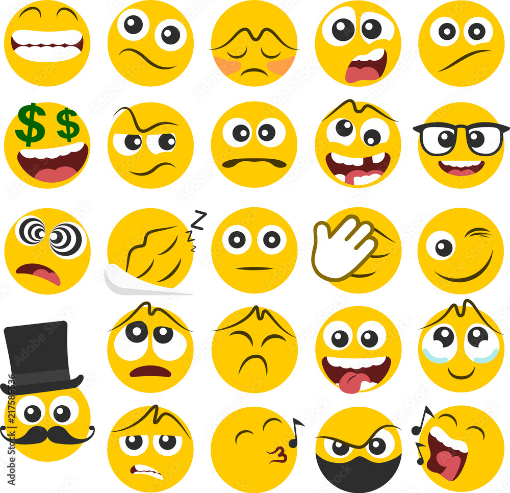 Set of emoticons with different emotions in a flat design. PART 1 Stock ...