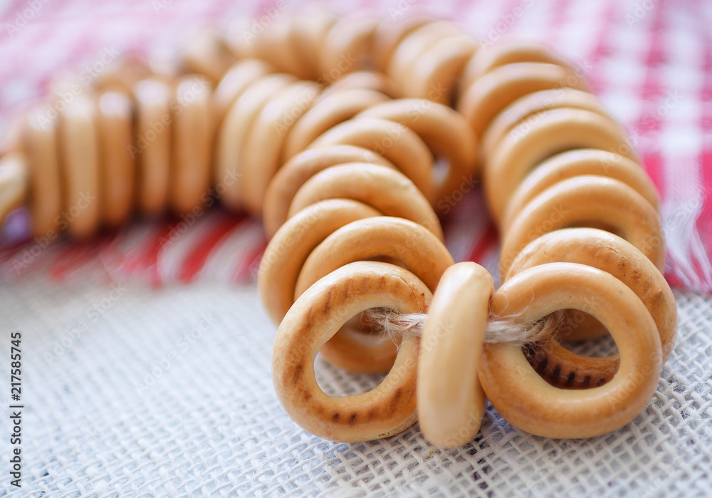 Russian traditional bakery food sushki and baranki background Stock ...