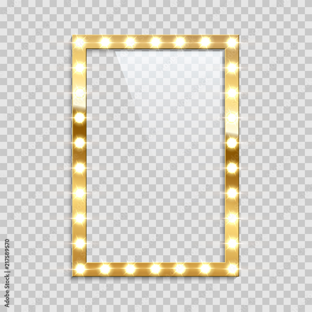Rectangle bulb frame isolated on transparent background. Vector ...
