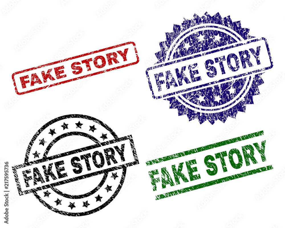 FAKE STORY seal prints with distress texture. Black, green,red,blue ...
