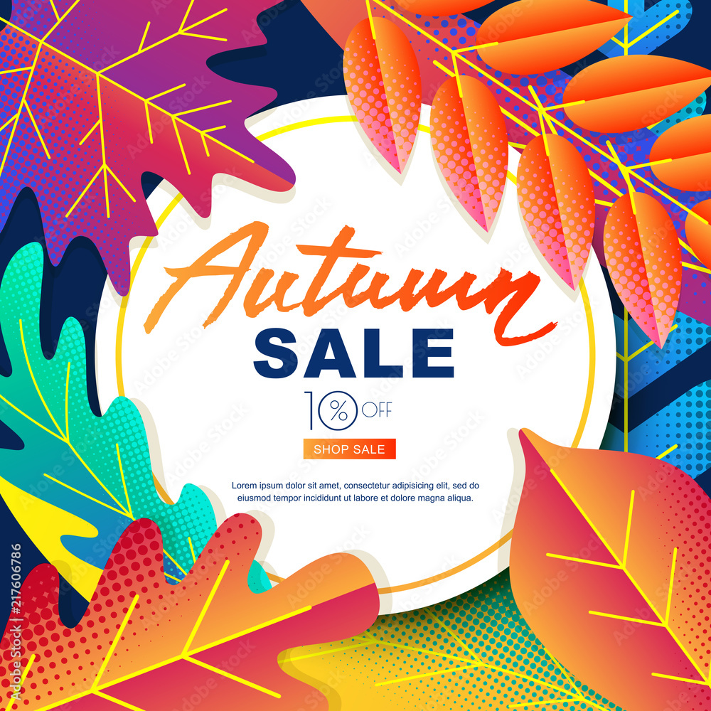 Autumn sale vector banners. Color gradients leaves fall illustration ...