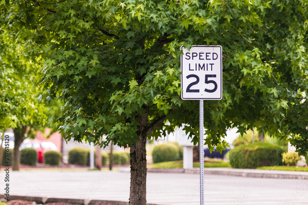 mph sign with a tree and concrete road Stock Photo | Adobe Stock