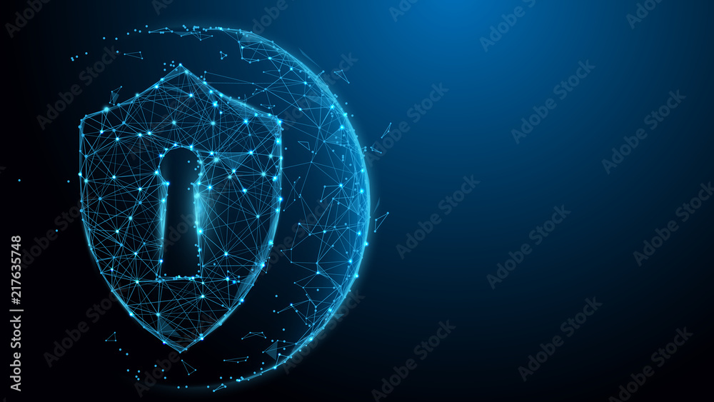 Security Shield protection form lines, triangles and particle style ...