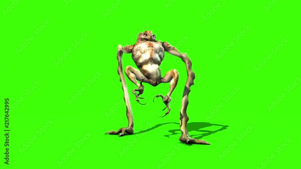 Monster Alien long Leg Die Front 3D Animation Green Screen vídeo do ...