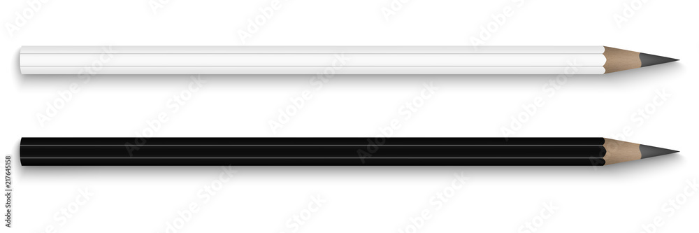 Vector realistic image (mock-up, layout) of two pencils, black and ...