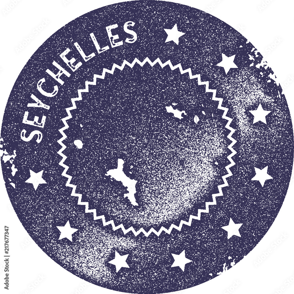 Seychelles map vintage stamp. Retro style handmade label, badge or ...