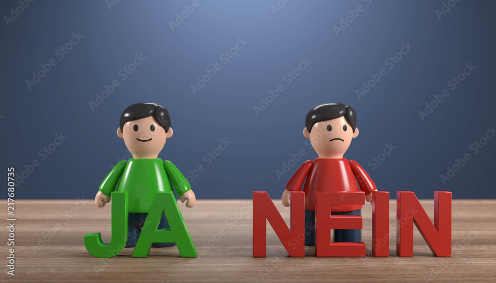 3D Figuren Ja oder Nein Stock-Illustration | Adobe Stock