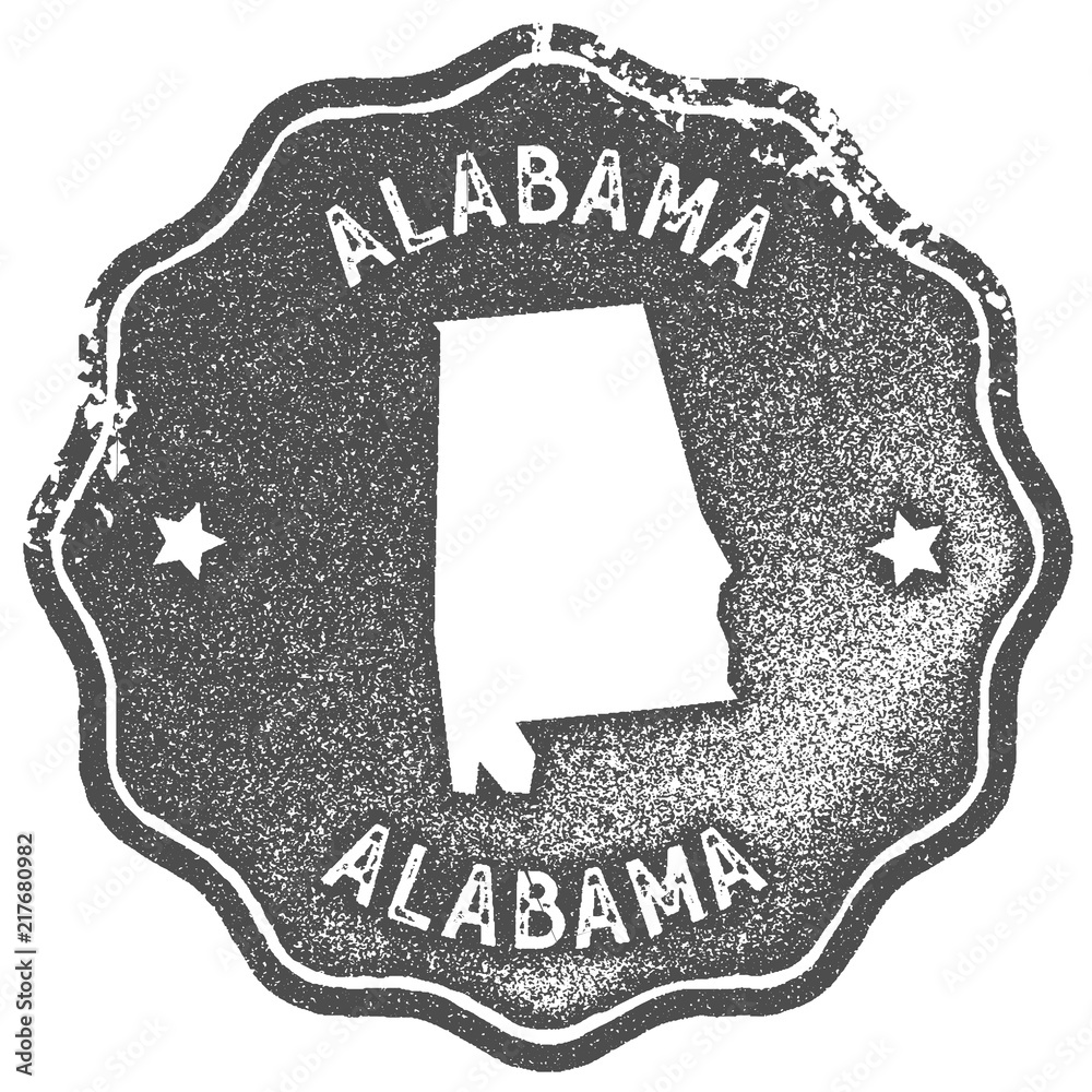 Alabama map vintage stamp. Retro style handmade label, badge or element ...