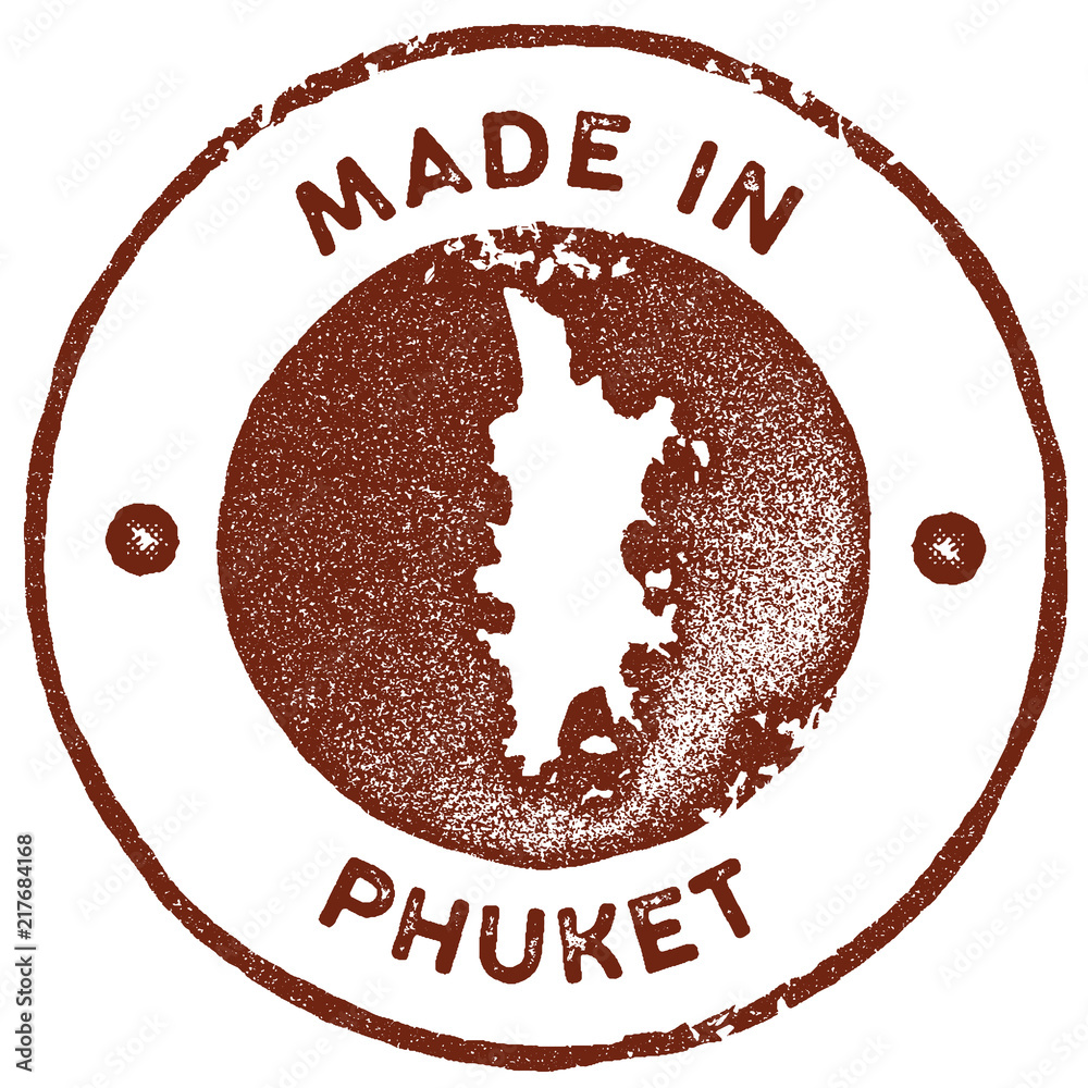 Phuket map vintage stamp. Retro style handmade label, badge or element ...