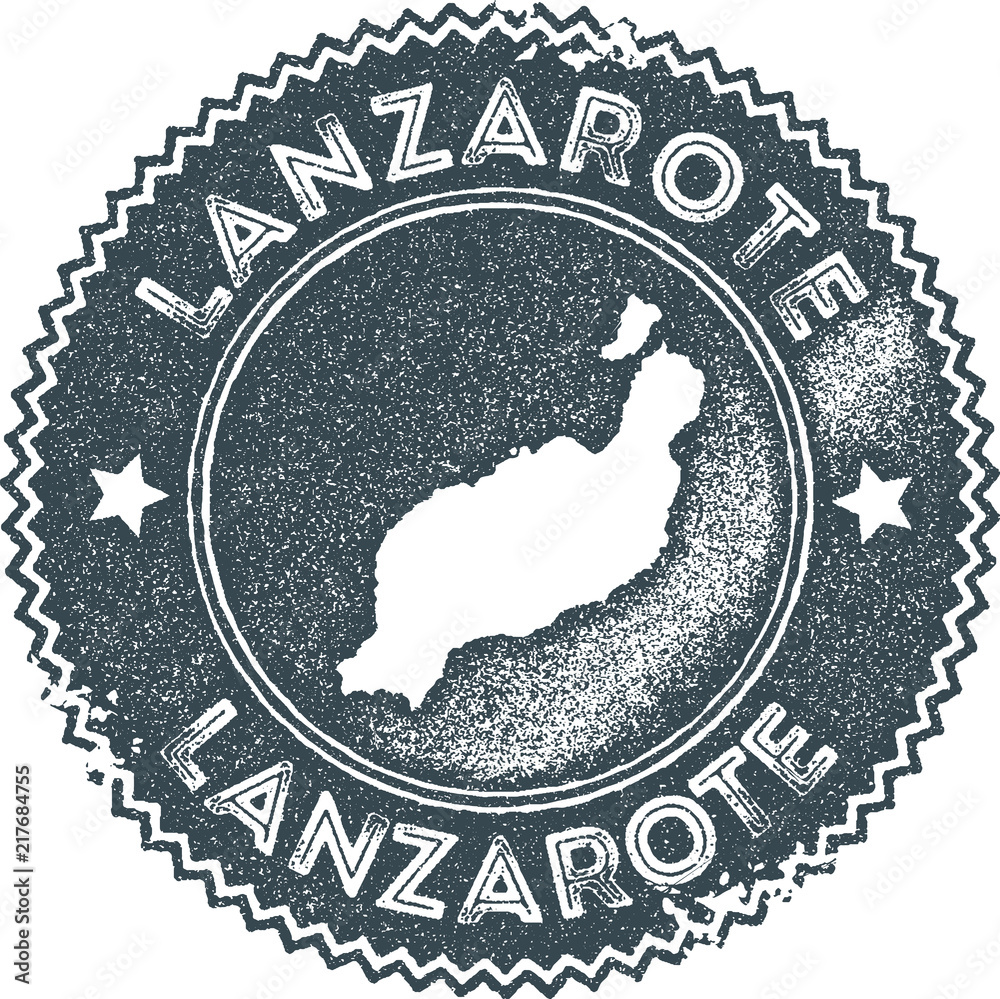 Lanzarote map vintage stamp. Retro style handmade label, badge or ...