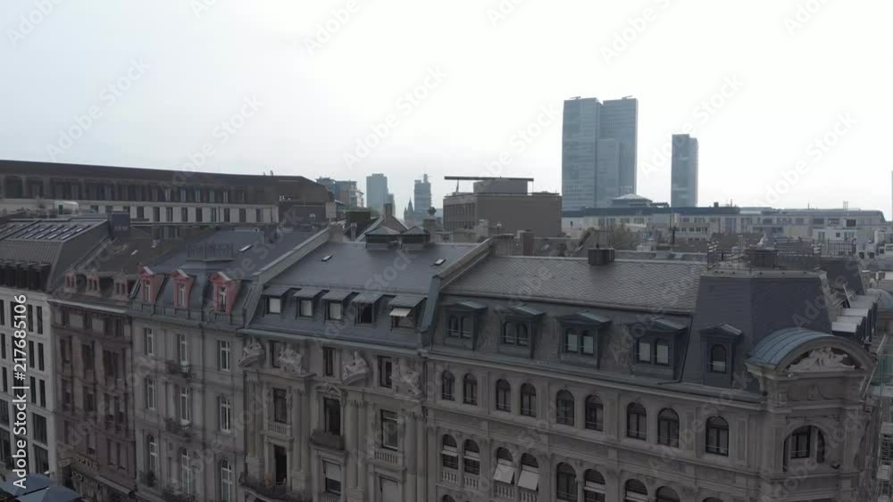 Panning slowly from right to left, above the Old Opera square of ...