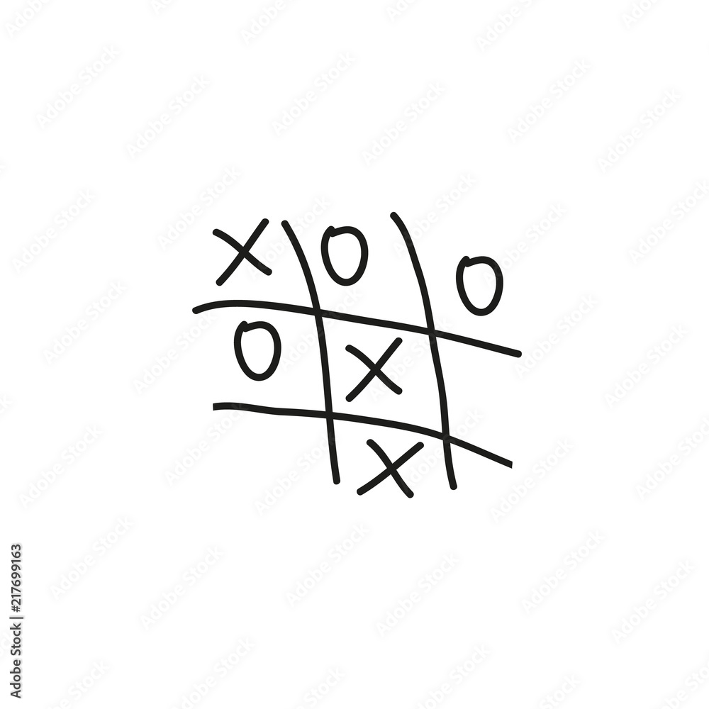 Tic tac toe. Noughts and crosses board game icon isolated on a ...