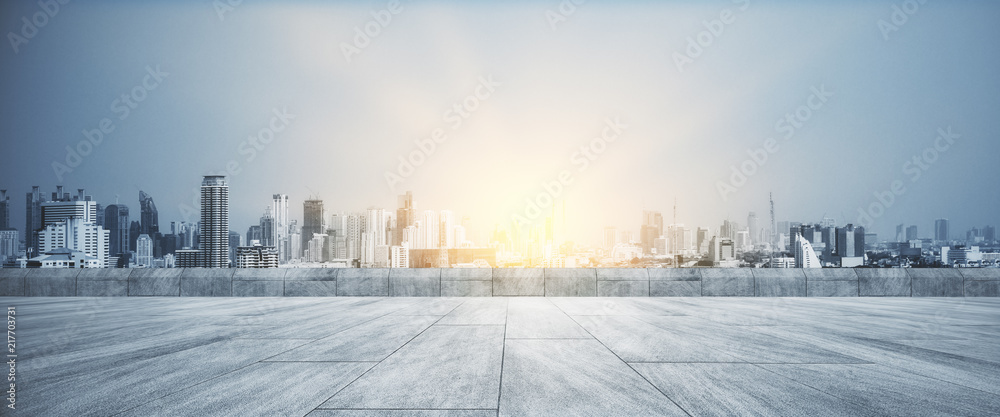 Rooftop with sunset city background Stock Photo | Adobe Stock