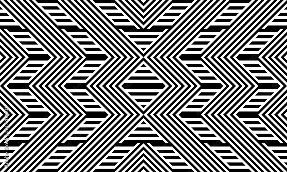 Vetor de Seamless pattern with striped black white straight lines and ...