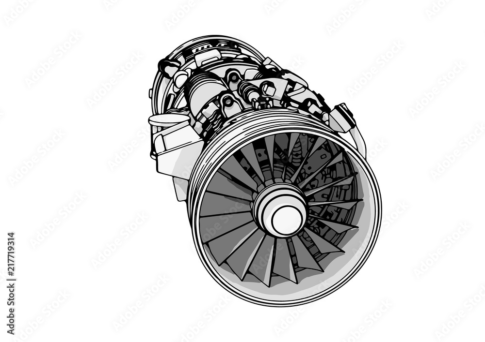 sketch of aircraft engine vector Stock Vector | Adobe Stock
