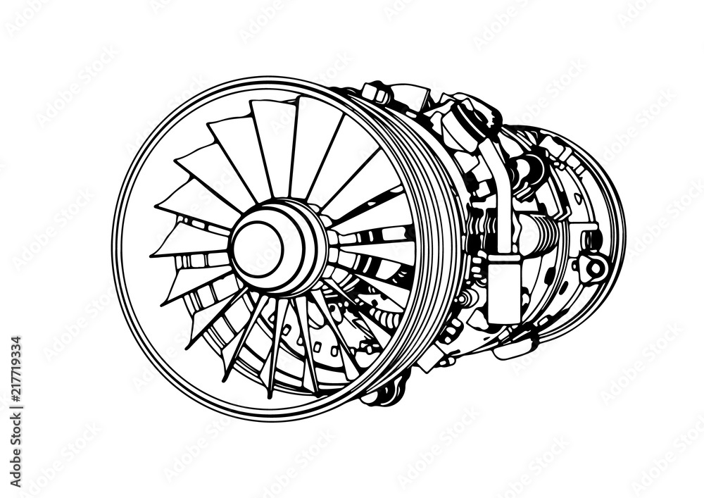 sketch of aircraft engine vector Stock Vector | Adobe Stock