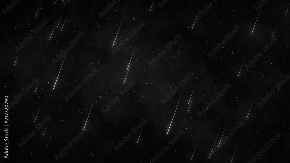3d illistration of stars moving in night sky, starry sky turning around ...