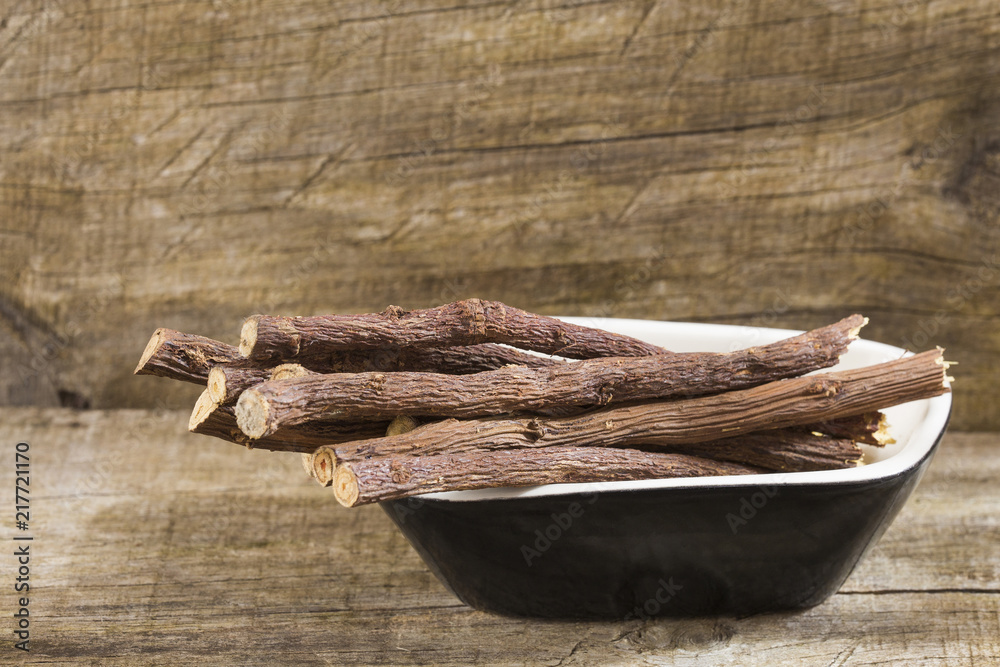 Licorice roots - Glycyrrhiza glabra. Top view Stock Photo | Adobe Stock