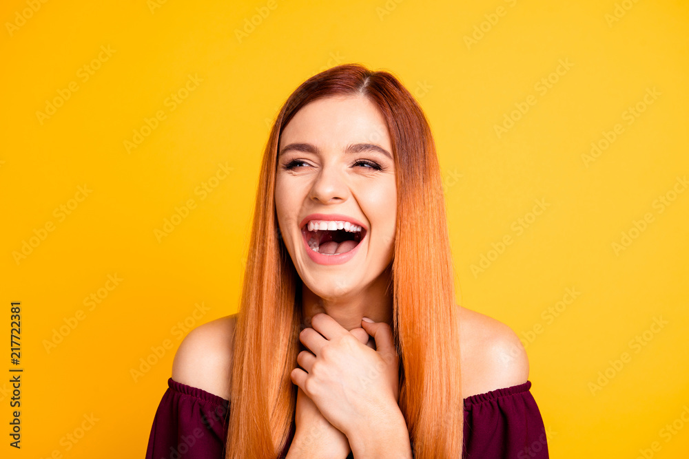 I can't stop laughing! You look so funny! Close up photo portrai Stock ...