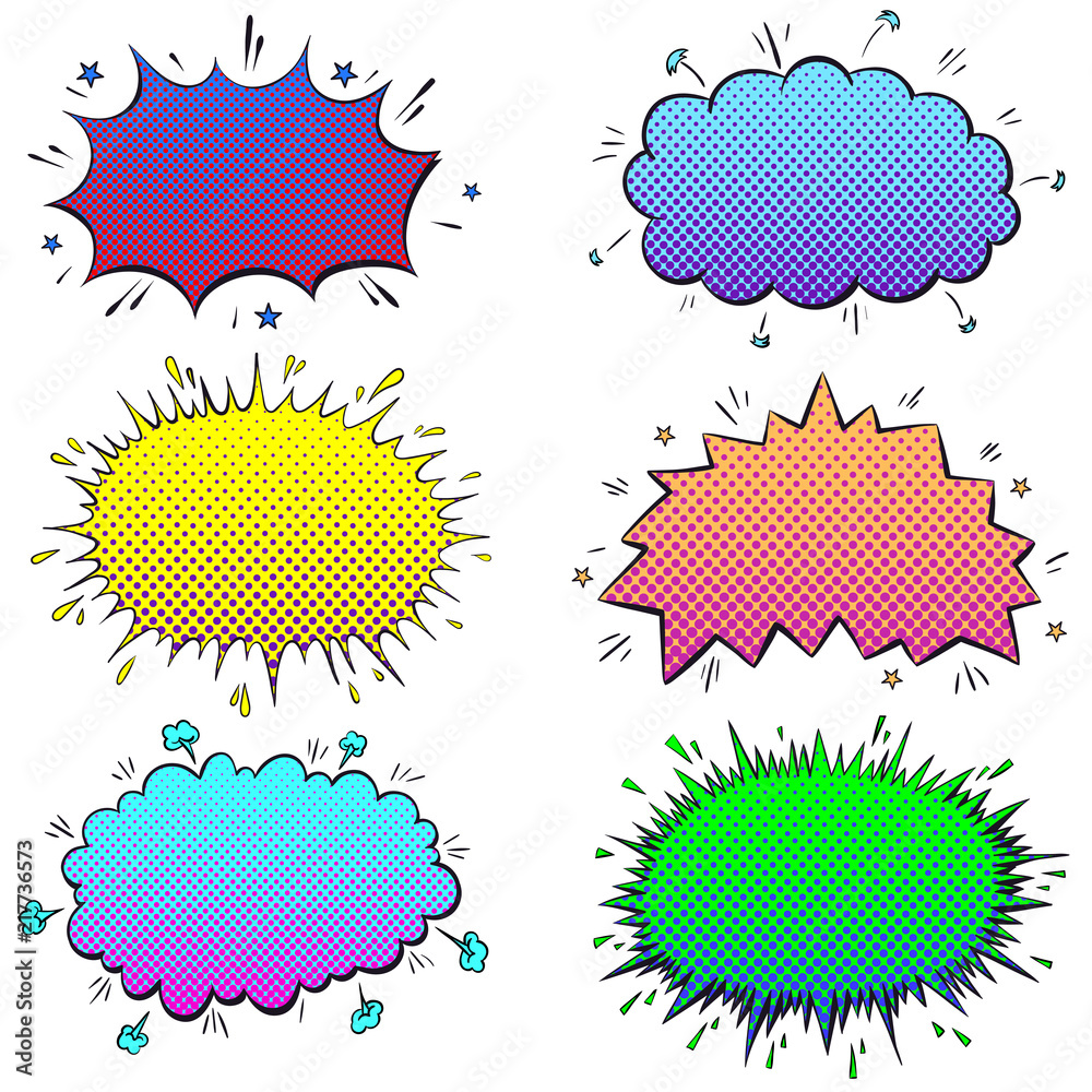 Collection empty comic clouds. Set speech bubbles. Comics background ...