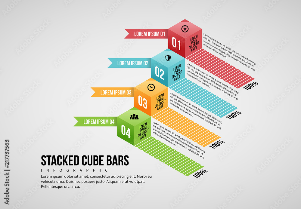 Stacked Cube Bars infographic Layout Stock Template | Adobe Stock