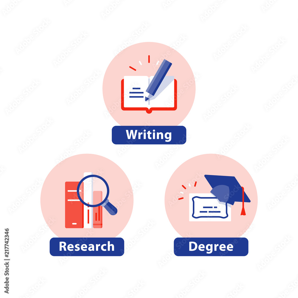 Education flat icons, study subject, university degree, graduation cap ...