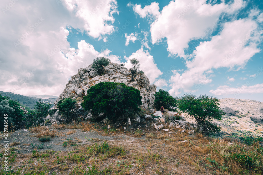 Mointains in Crete, Greece. View to Sivas. Panorama landscape from ...