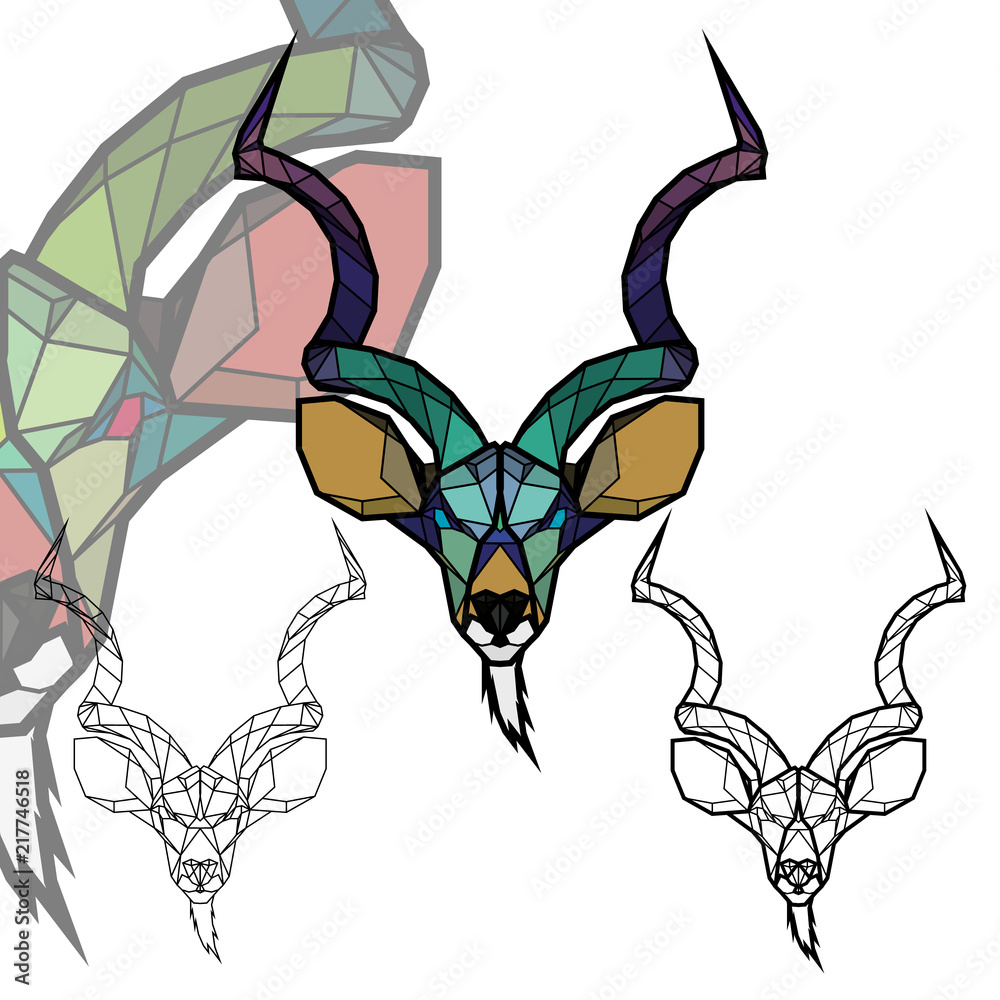 Geometric head kudu (antilope) Stock Vector | Adobe Stock