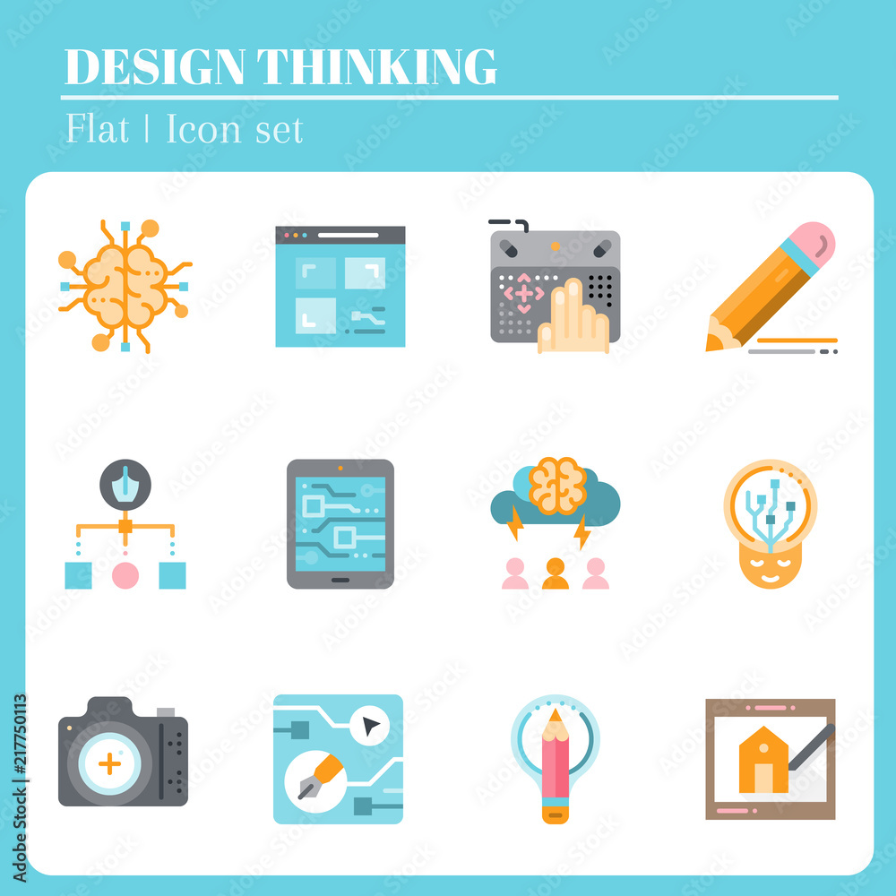 The 3rd design thinking icon set. The icon are flat. Illustration Stock ...