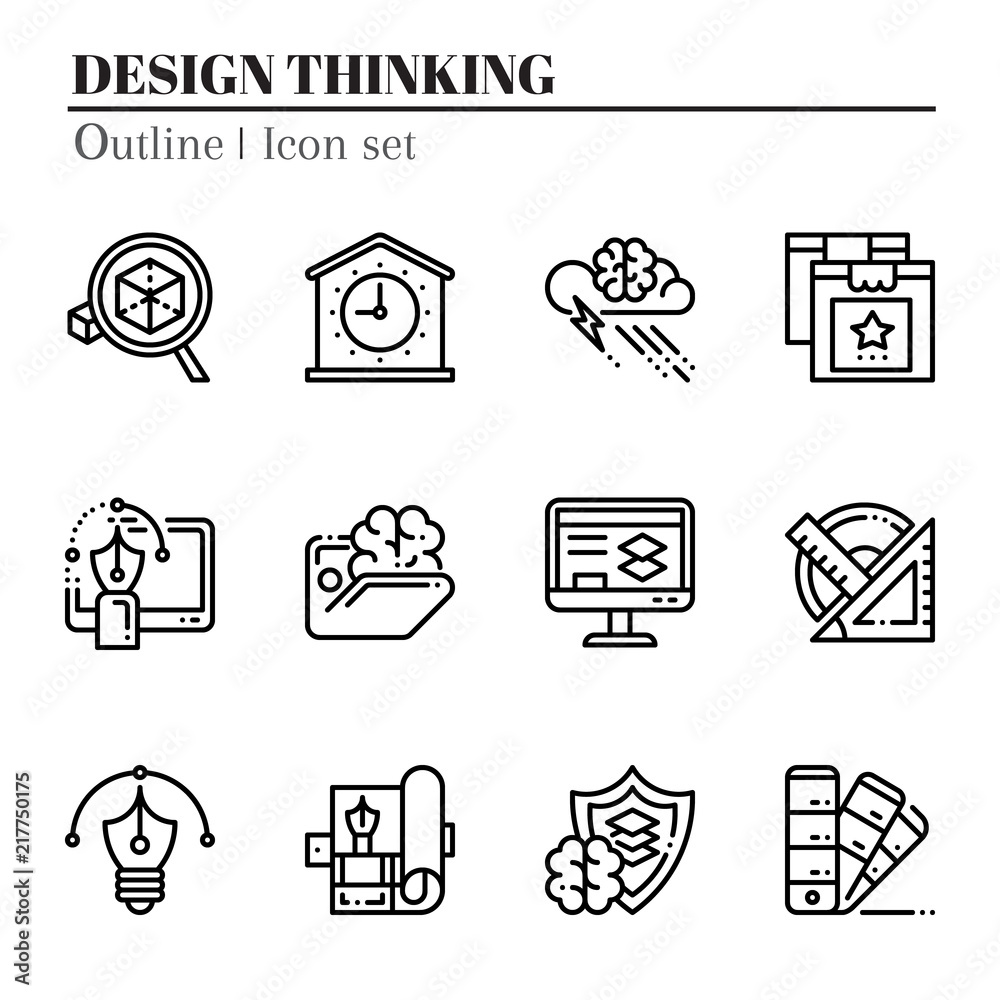 The 2nd design thinking icon set. The icon are outline. Illustration ...