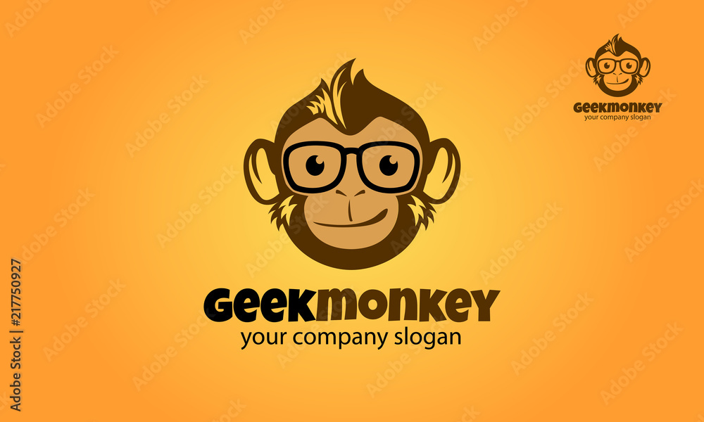 Geek Monkey Logo Cartoon Character. Geek monkey character illustration ...
