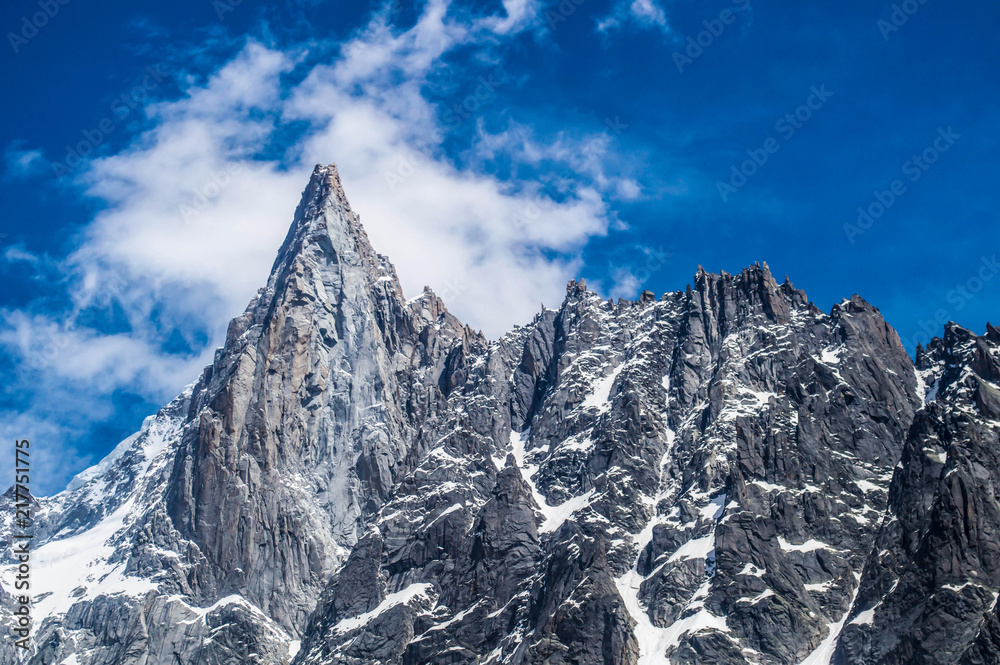 petit dru west face mountain as viewed from the aguile du midi in ...
