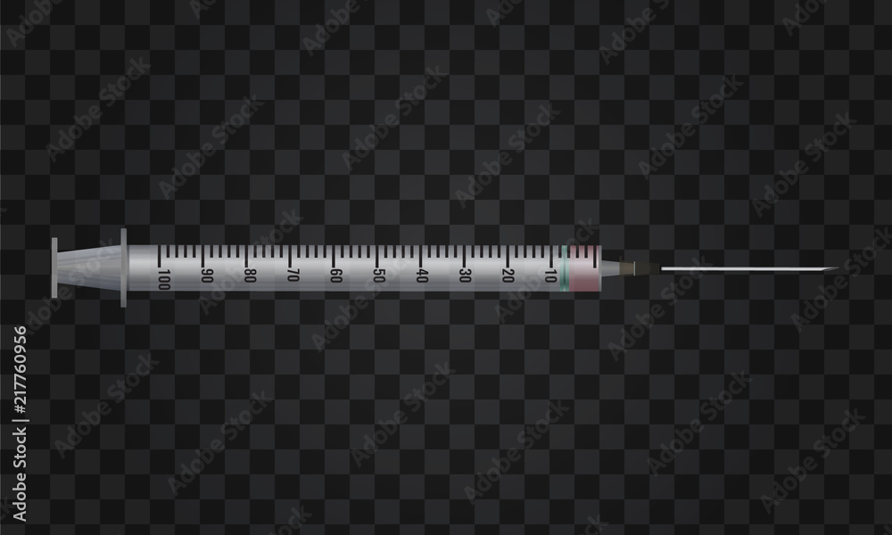 Syringe high detailed 3d vector. Horizontally mock up side view. Stock ...