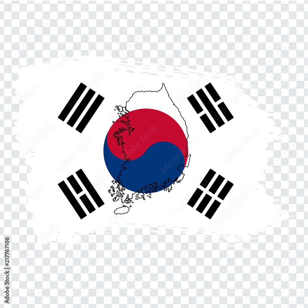 Vecteur Stock Flag of South Korea from brush strokes and Blank map ...
