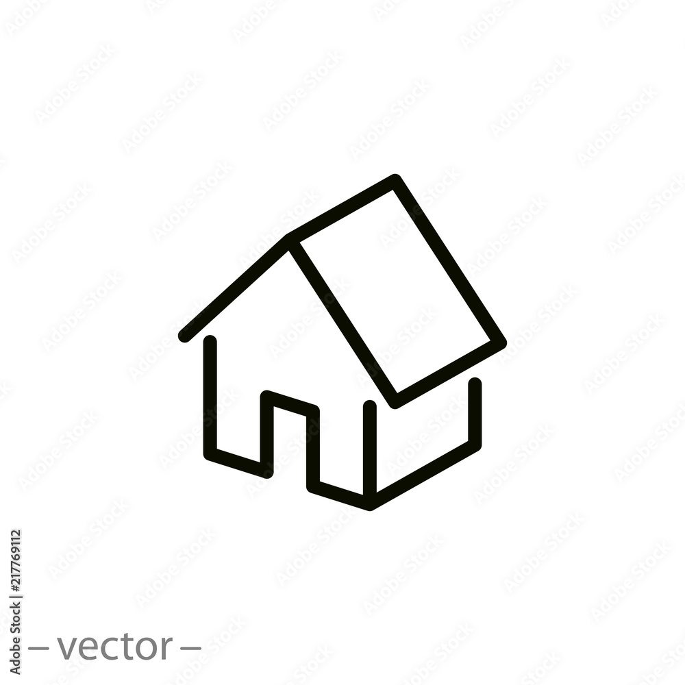 house isometric icon, linear sign isolated on white background ...