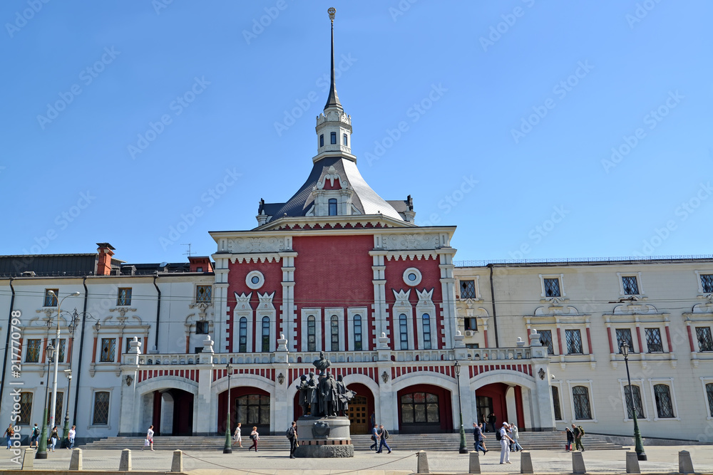 MOSCOW, RUSSIA. An imperial tower of the Kazan station from Ryazansky ...