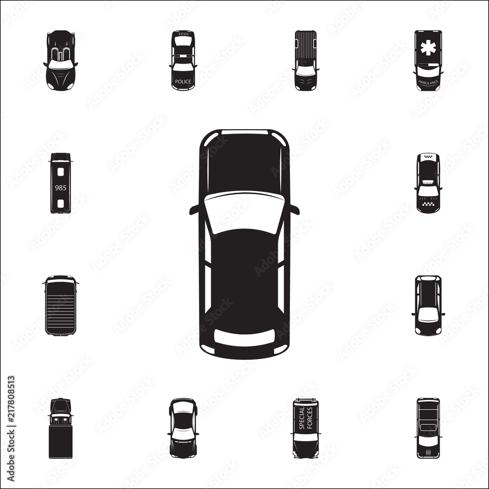 car icon. Detailed set of Transport view from above icons. Premium ...