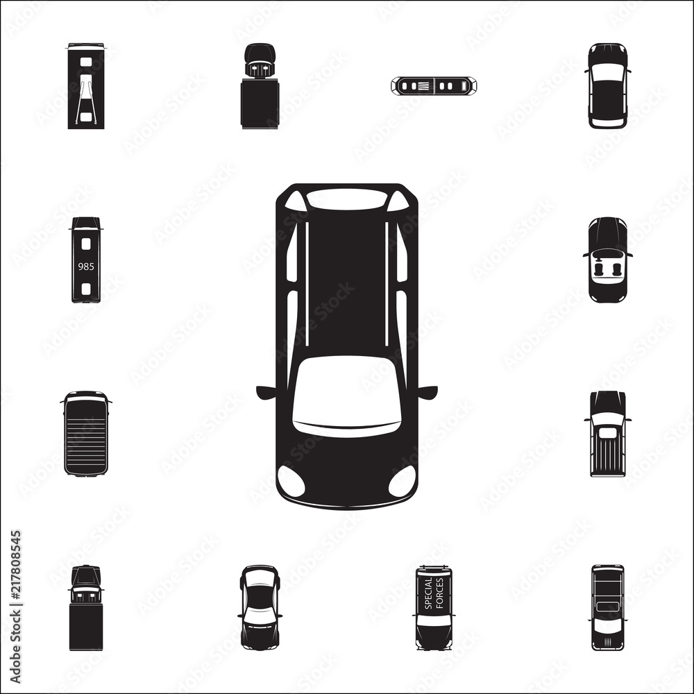 hatchback icon. Detailed set of Transport view from above icons ...