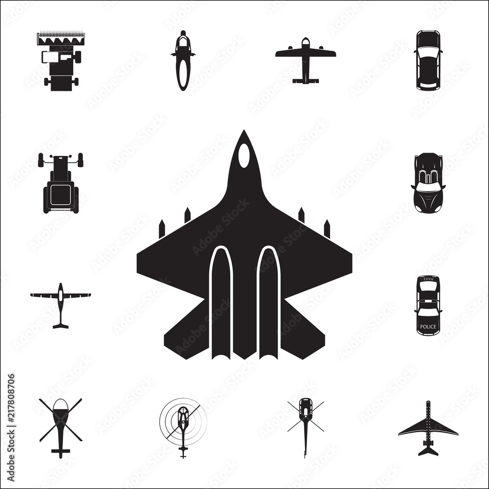 fighter icon. Detailed set of Transport view from above icons. Premium ...